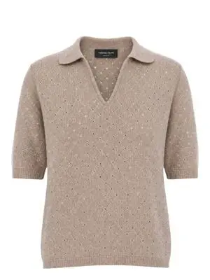 FABIANA FILIPPI Fabiana Filippi Lapel V-Neck Short-Sleeved Sweater