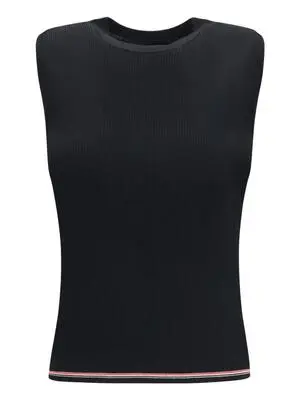 Thom Browne Sleeveless Striped Ribbed Top - Black