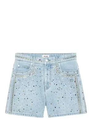Zadig&Voltaire Embellished Denim Shorts - Light Blue