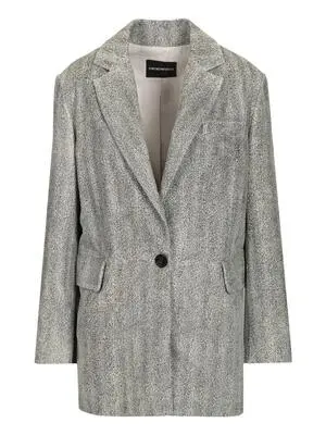 Emporio Armani Herringbone Leather Blazer - Grey