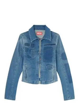 DIESEL® One-button Denim Shirt With Patch Embellishments - Blue