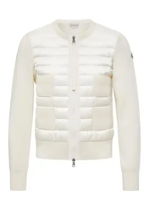 Moncler Logo Patch Zip-up Quilted Jacket - White