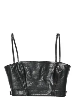 Acne Studios Leather Crop Top - Black