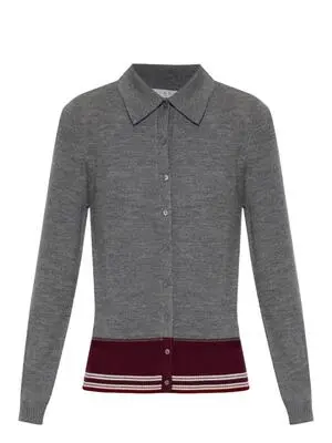 IRO PARIS Button-up Sweater With Striped Trim - Gray