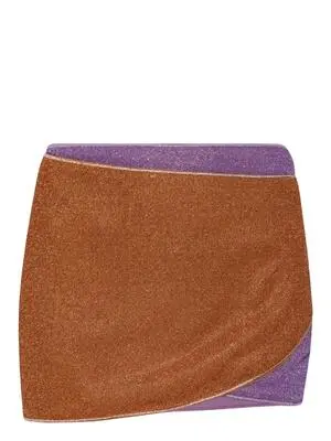 Oseree Asymmetrical Mini Skirt With Contrast Piping - Orange