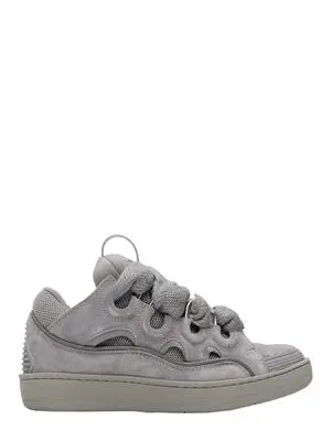 LANVIN Round Toe Lace-up Sneakers - Light Gray