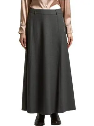 Peserico Belted A-line Maxi Skirt - Grey
