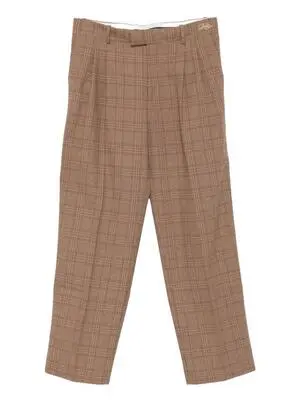 Drole De Monsieur Check Pattern Pleated Trousers - Brown