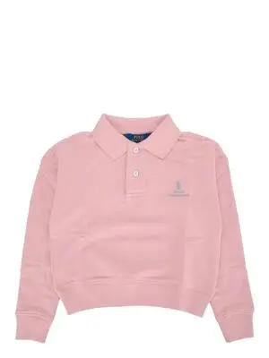 Polo Ralph Lauren Long-sleeved Polo Shirt With Button Placket And Ribbed Details - Pink
