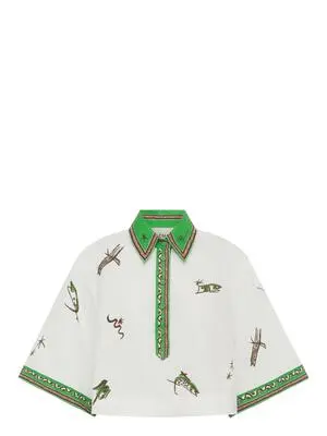 ALEMAIS Wanda Embroidered Cropped Shirt - Ivory