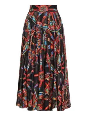 DOLCE & GABBANA Dolce & Gabbana Carretto-Print Devoré Twill Circle Skirt