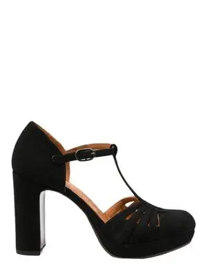 Chie Mihara Openwork High Block Heel Platform Sandals - Black