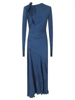 Victoria Beckham Long Sleeve Asymmetrical Hem Dress - Dark Ocean
