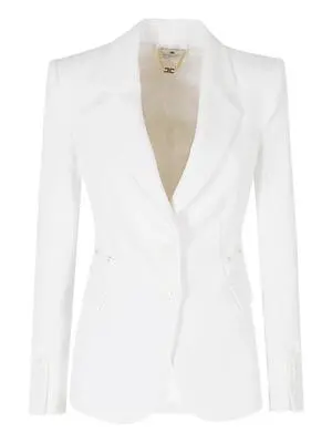 Elisabetta Franchi Notched Lapel Single-breasted Blazer - White