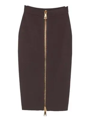 Elisabetta Franchi Front-zip Pencil Midi Skirt - Brown