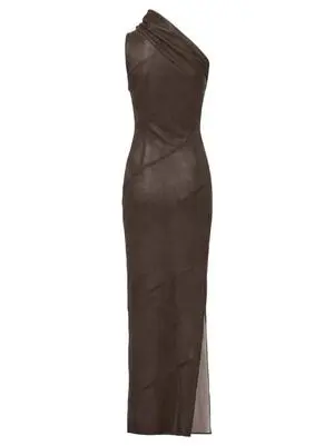 Rick Owens Sleeveless One-shoulder Dress With Side Slits - Green