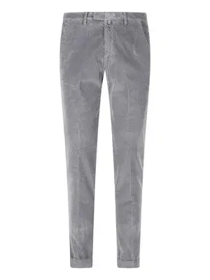 BRIGLIA 1949 Corduroy Trousers With Belt Loops - Gray