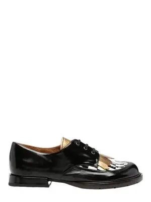 Chie Mihara Round-toe Lace-up Shoes With Fringed Trim - Black