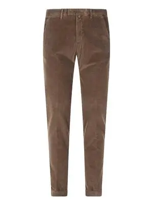 BRIGLIA 1949 Corduroy Trousers With Belt Loops - Brown