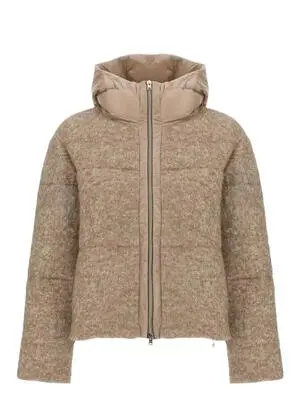 Herno Long-sleeved Down Jacket With Sequins - Beige