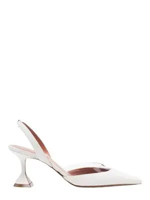 Amina Muaddi Lara Sling 70 Nappa And Transparent Pvc - White