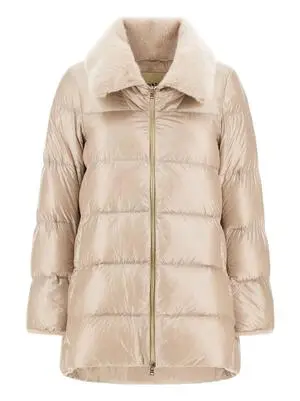 Herno Long-sleeved Down Jacket With Textured Collar - Light Beige