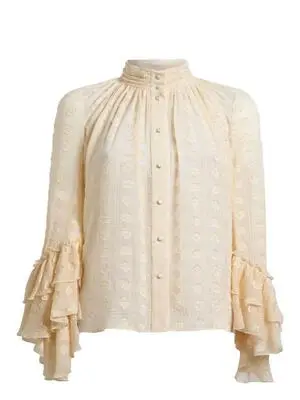 Etro Long-sleeved Shirt With Ruffle Details - Nude