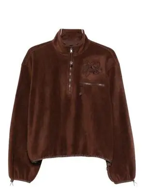 Cecilie Bahnsen High Neck Zip-up Jacket With Drawstring Hem - Brown