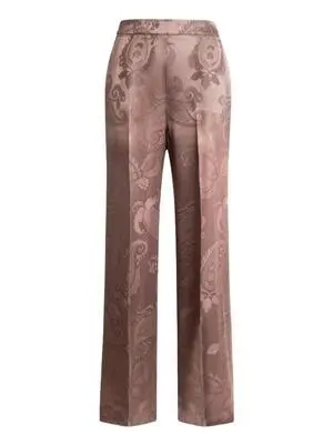 Etro Jacquard Trousers With Floral Paisley Motif - Brown