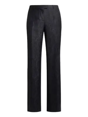Etro Wool Jacquard Trousers With Arnica Motif - Black