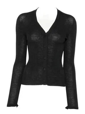 Cecilie Bahnsen V-neck Button-front Fine Knit Sweater - Charcoal-grey