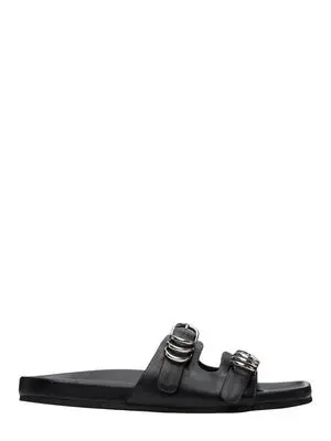 Rag & Bone Rue Leather Slippers With Buckled Straps - Black