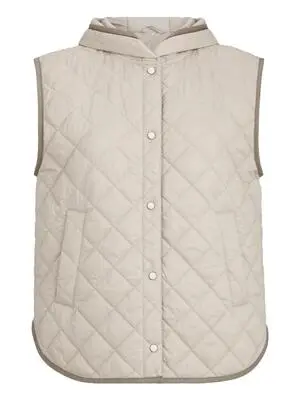 Brunello Cucinelli Lightweight Matte Nylon Quilted Vest With Thermore Padding And Hood - Nude