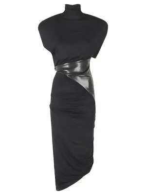 Andamane Draped Midi Dress - Black