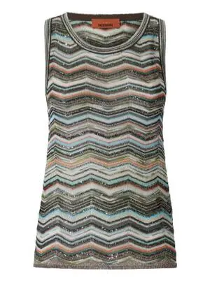 Missoni Sleeveless Zigzag Knit Top - Multi-color