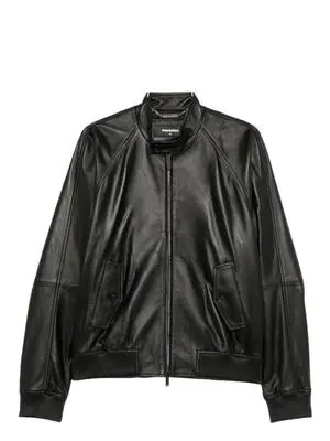 Dsquared2 Leather Zip-up Jacket - Black