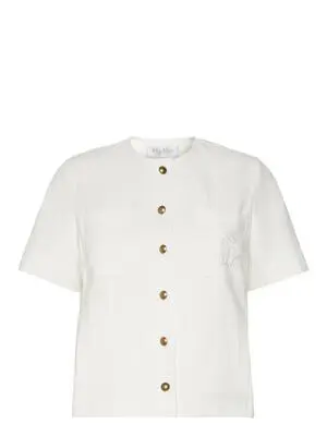Max Mara Max Mara Short-Sleeved Button-Up Jacket With Metal Trims White