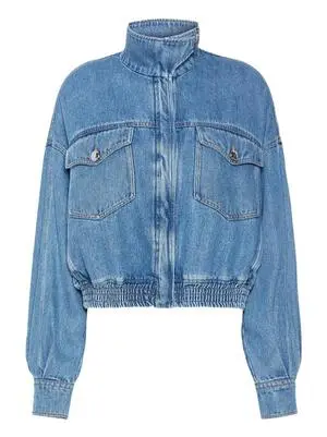 Sportmax High-neck Zip-up Denim Jacket - Blue