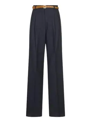 Max Mara Belted Wide-leg Trousers - Blue