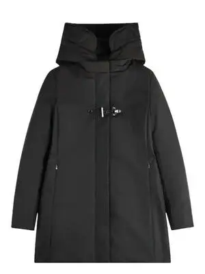FAY Hooded Toggle-fastening Technical Gabardine Coat - Black