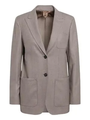 Max Mara Long-sleeved Suit Jacket With Button Closure And Pocket Detail - Deep Khaki