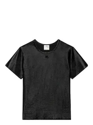 COURREGES Vinyl Texture Logo Patch T-shirt - Black