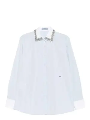 Prada Embellished Collar Shirt - Interstellar Blue