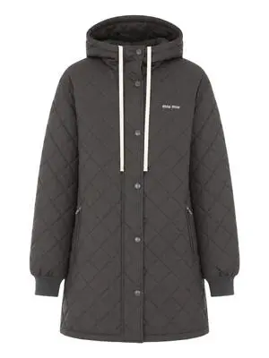 Miu Miu Quilted Hooded Down Jacket - Black