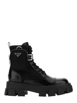 Prada Monolith Pocket Platform Boots - Black