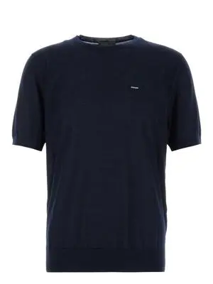 Prada Crew Neck Short Sleeve Knitted Jumper - Blue