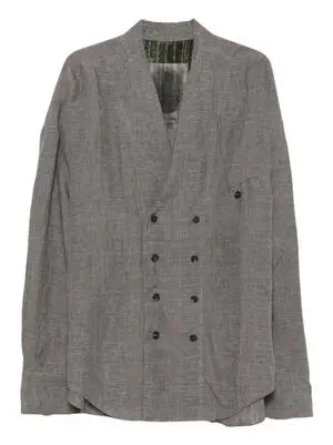 ZIGGY CHEN Prince Of Wales Double-breasted Jacket - Grey