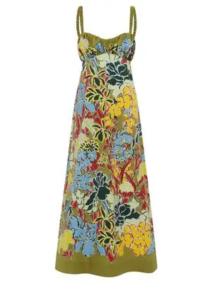 ALEMAIS Solstice Floral-print Sleeveless Midi Dress - No