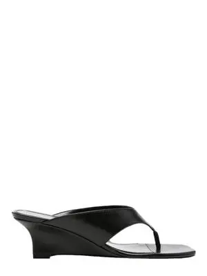 STUART WEITZMAN Square-toe High-heeled Wedge Sandals - Black