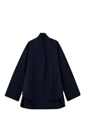 Giorgio Armani Curved Hem Open Front Cape - Black